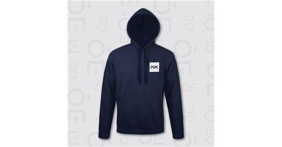 ÓE NIK pulóver - unisex, hood, navy-fehér